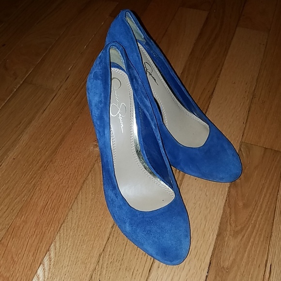 Jessica Simpson | Shoes | Jessica Simpson Blue Suede Heels | Poshmark
